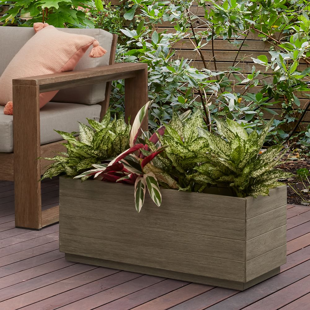 Portside Wood Indoor/Outdoor Trough Planter | West Elm