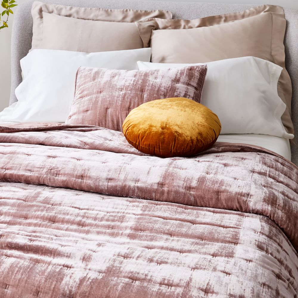 Lush Velvet Tack Stitch Quilt & Shams | West Elm