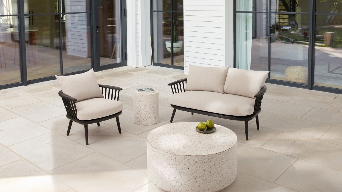 Terrazzo Drum Outdoor Round Side Table (15") | West Elm