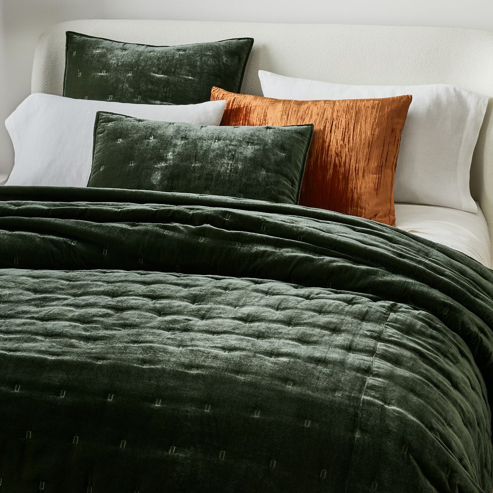 Lush Velvet Tack Stitch Quilt & Shams | West Elm