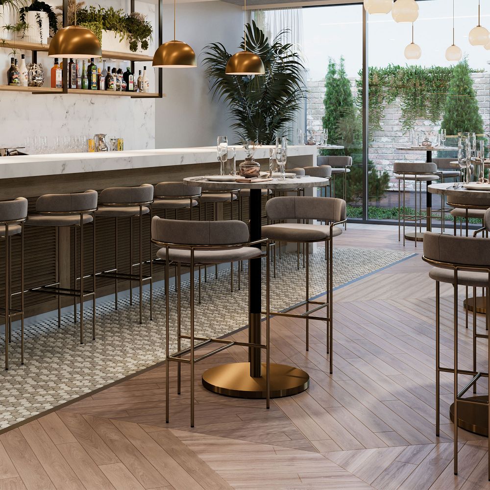 Orbit Restaurant Bar Table - Faux Marble - Round | West Elm