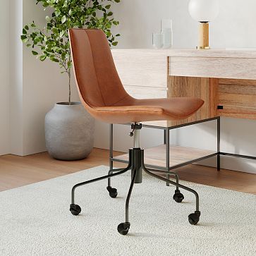 Slope Leather Swivel Office Chair | West Elm