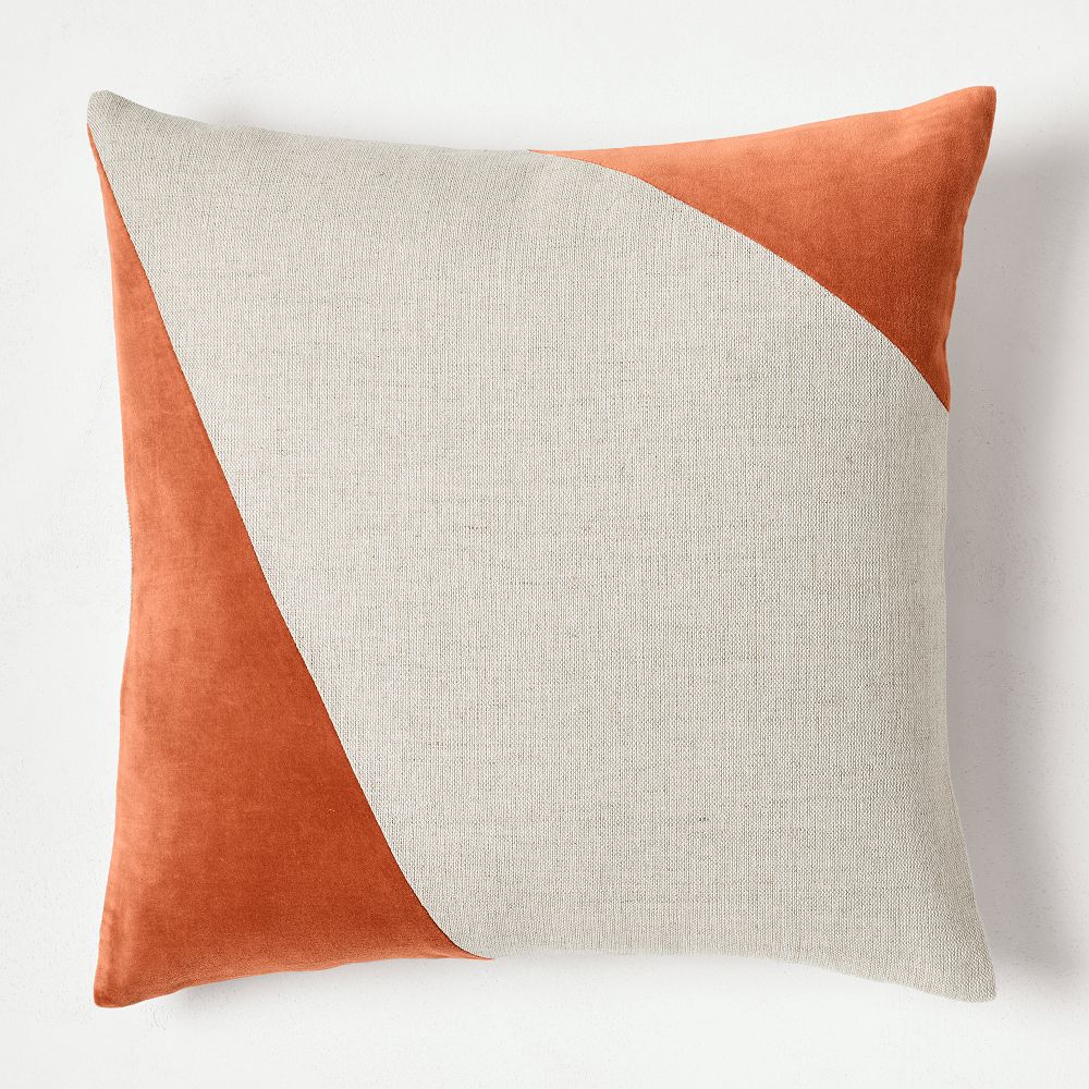 Cotton Linen & Velvet Corners Pillow Cover | West Elm