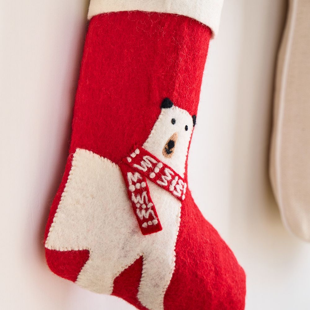 Polar Bear Felt Stocking | West Elm