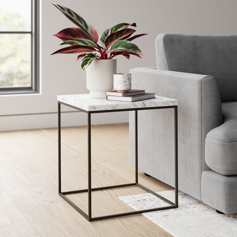 Streamline Square Side Table (20") - Marble | West Elm