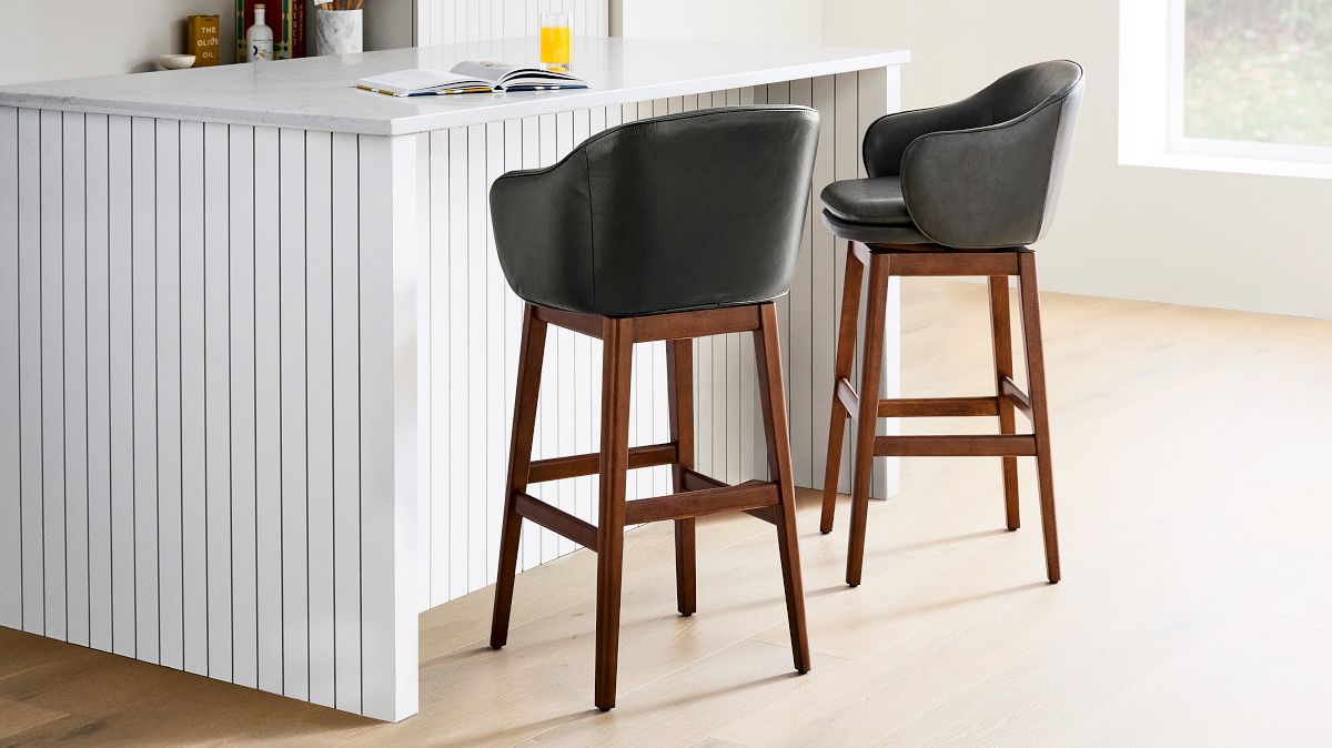 Wayne Leather Swivel Bar & Counter Stools | West Elm