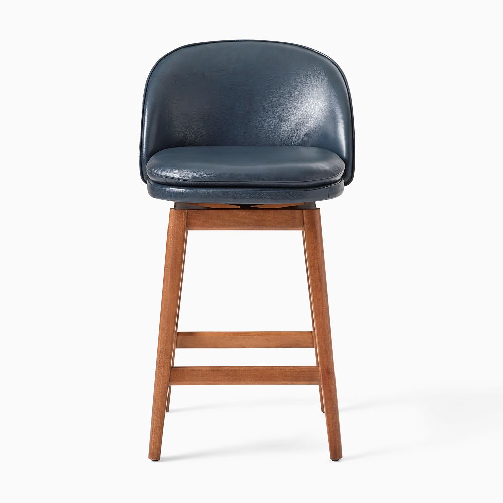 Wayne Leather Armless Swivel Bar & Counter Stools | West Elm