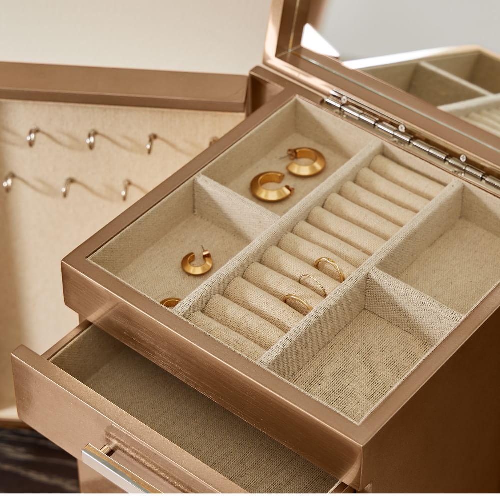 Mid-Century Champagne Lacquer Jewelry Box - Vertical | West Elm