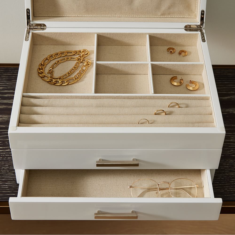 Mid-Century White Lacquer Jewelry Box - Grand | West Elm