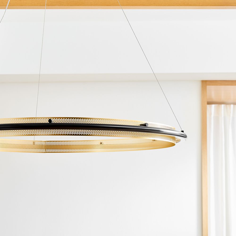 Perforated Single LED Chandelier (35") | West Elm