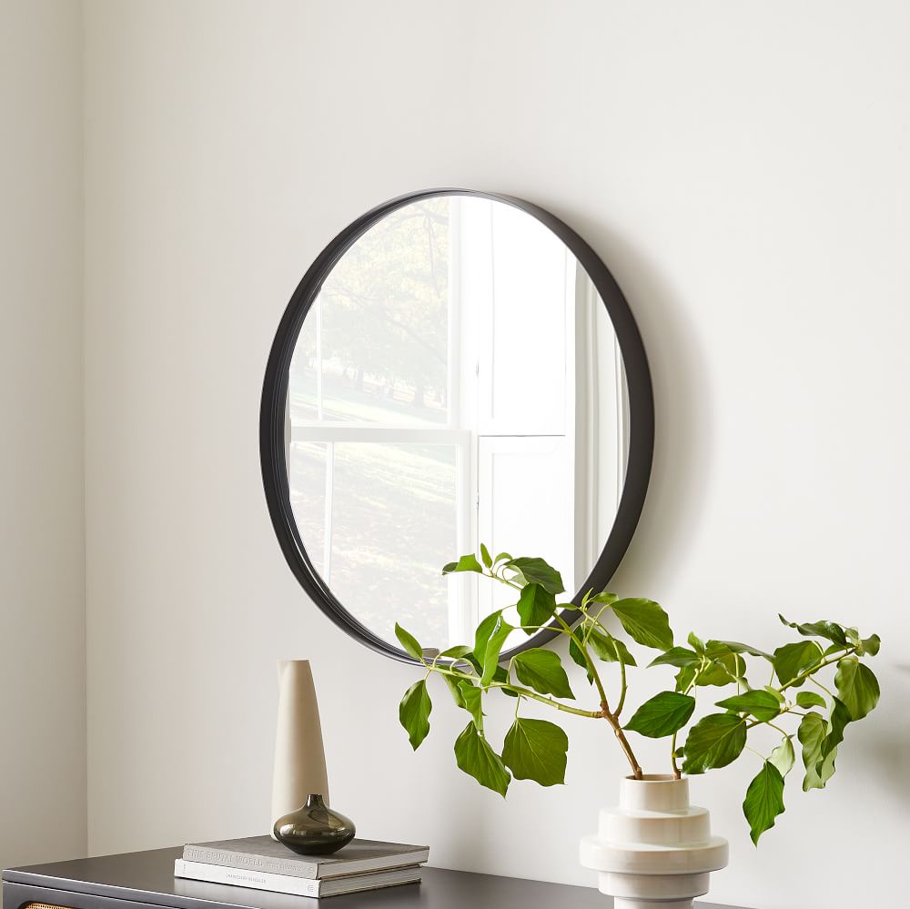 Deep Frame Metal Round Wall Mirror - 30" | West Elm