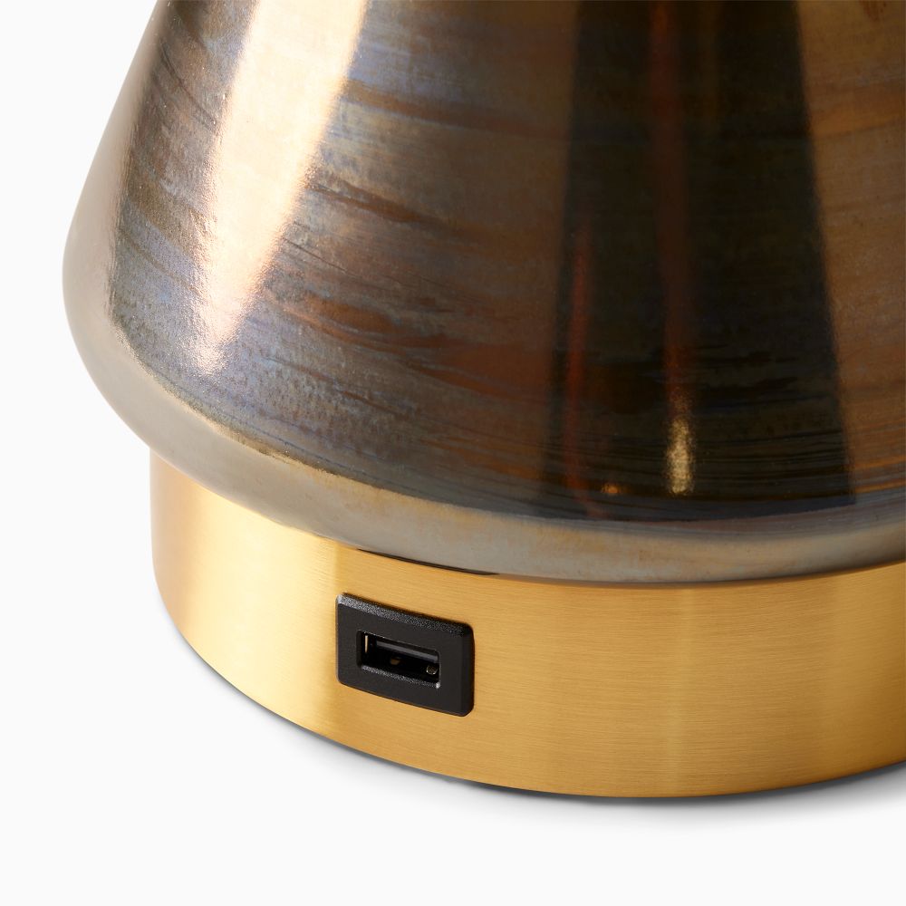 Metalized Glass USB Table Lamp (20") | West Elm