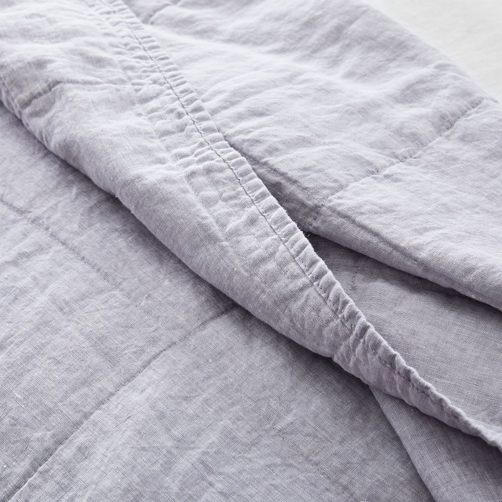 European Flax Linen Box Stitch Quilt & Shams | West Elm
