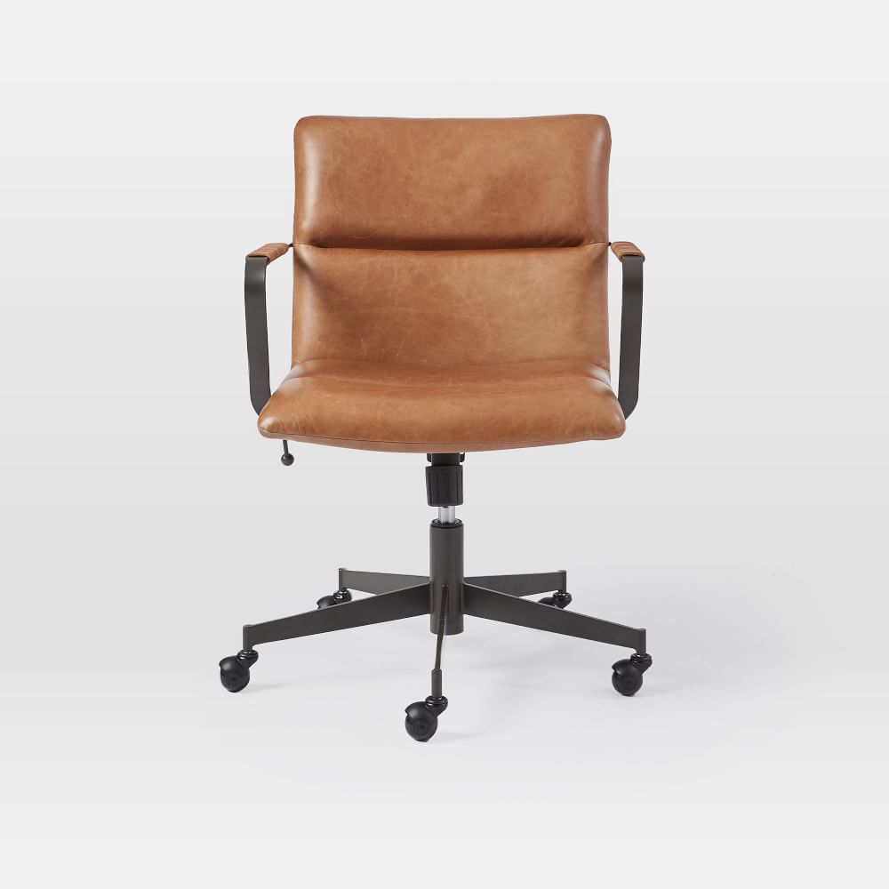 Cooper Mid-Century Leather Swivel Office Chair | West Elm