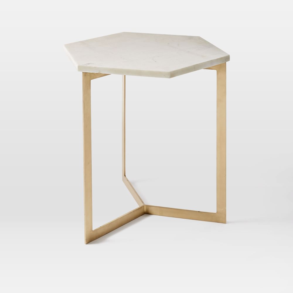 Hex Side Table (15.5") - Antique Brass | West Elm