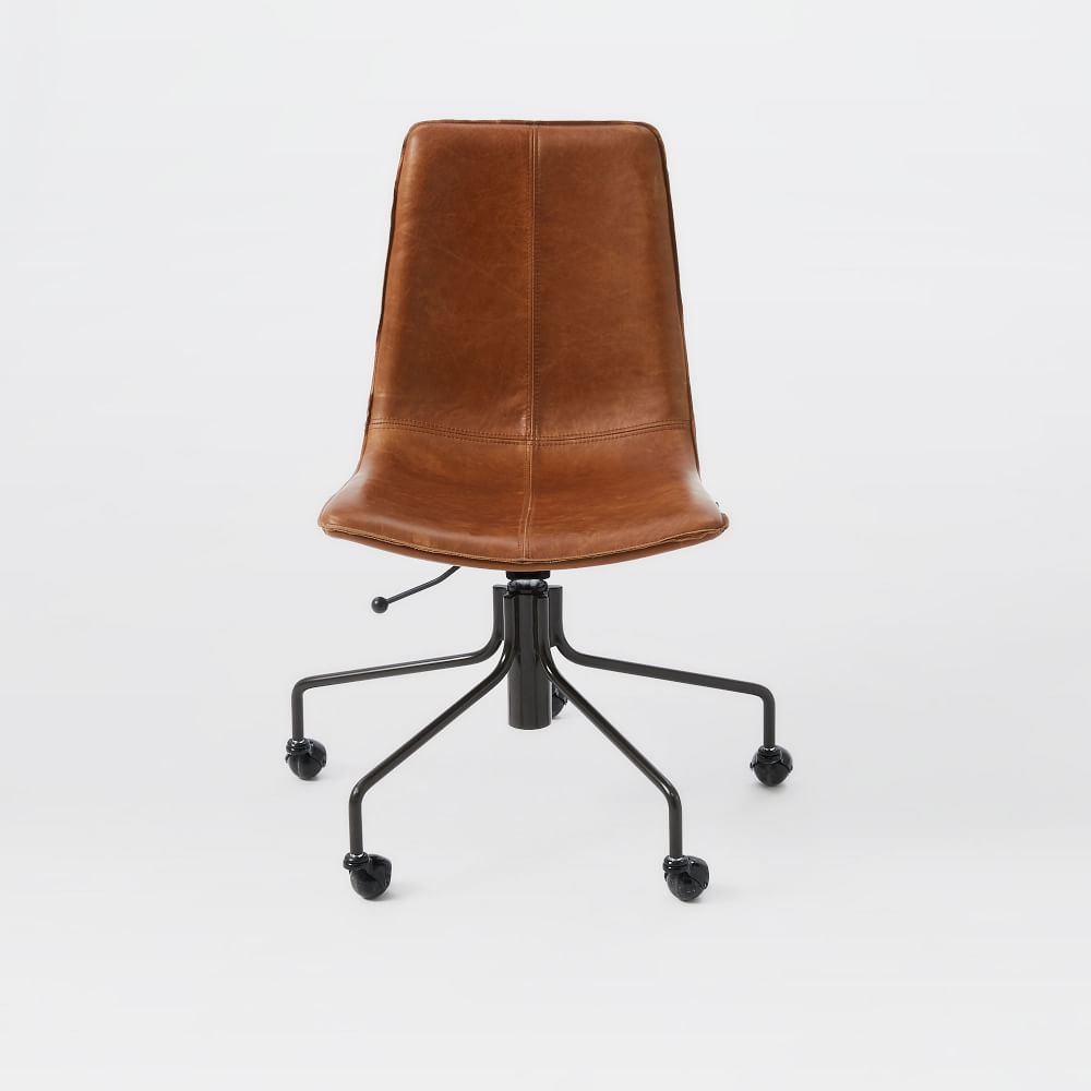 Slope Leather Swivel Office Chair | West Elm