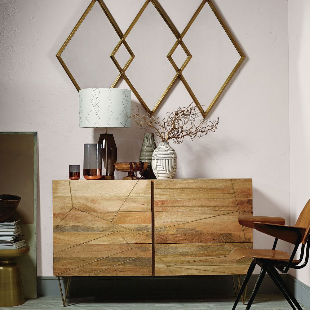 Overlapping Diamonds Metal Wall Mirror - 54"W x 36"H | West Elm