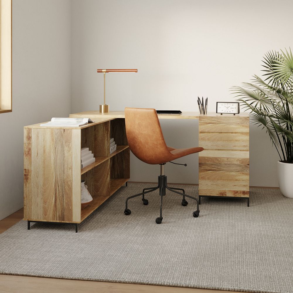 Industrial Modular Desk w/ File Cabinet & Bookcase | West Elm