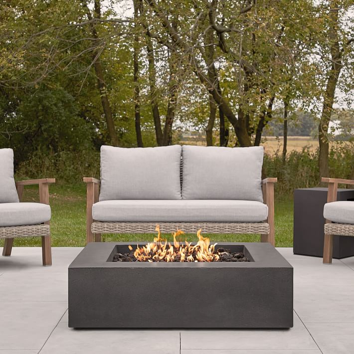 Concrete Low Square Fire Pit Table | West Elm