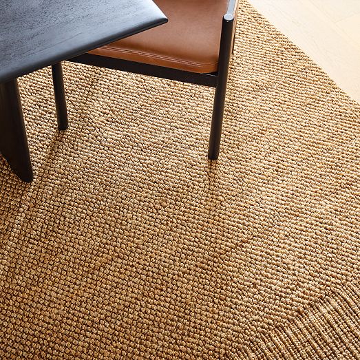 Jute Boucle Stripe Border Rug | West Elm