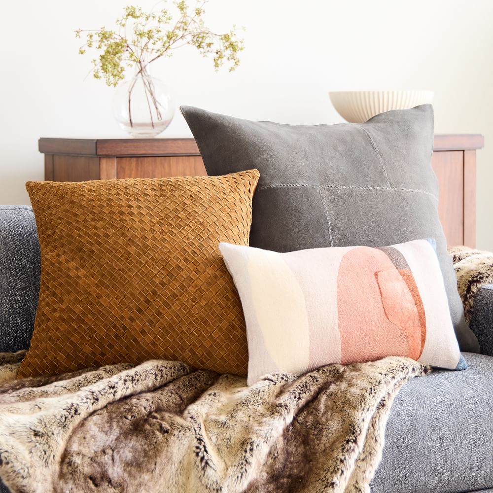 Pieced Suede Pillow Cover | West Elm