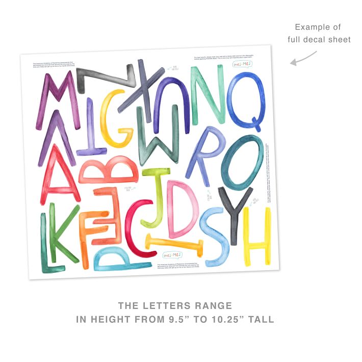 Mej Mej Uppercase Rainbow Letters Peel & Stick Wall Decals | West Elm