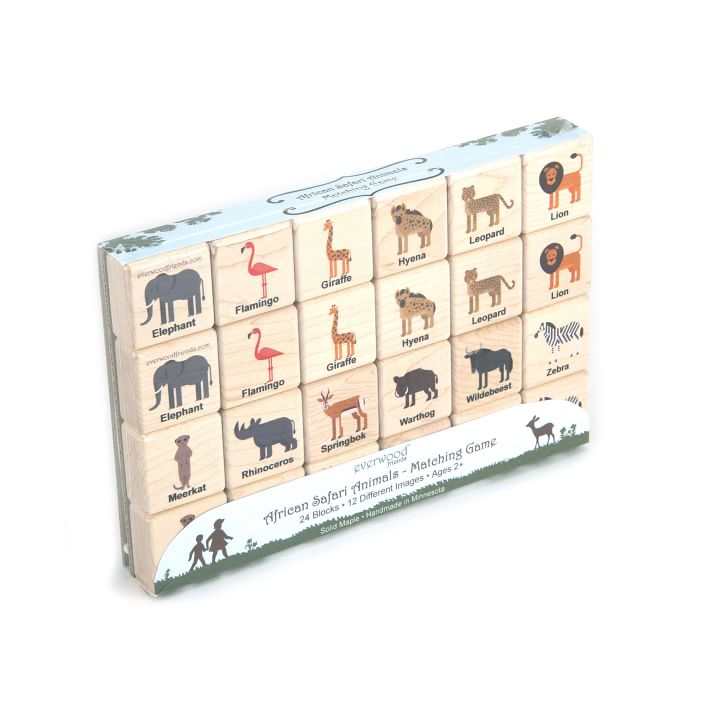 Everwood Friends African Safari Animals Wooden Matching Game | West Elm