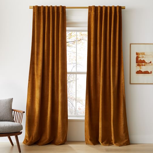Open Box: Worn Velvet Curtain - Golden Oak | West Elm