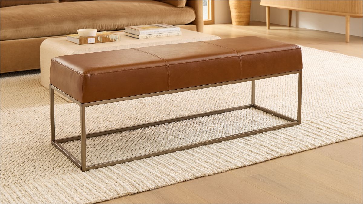 Box Frame Leather Bench | West Elm