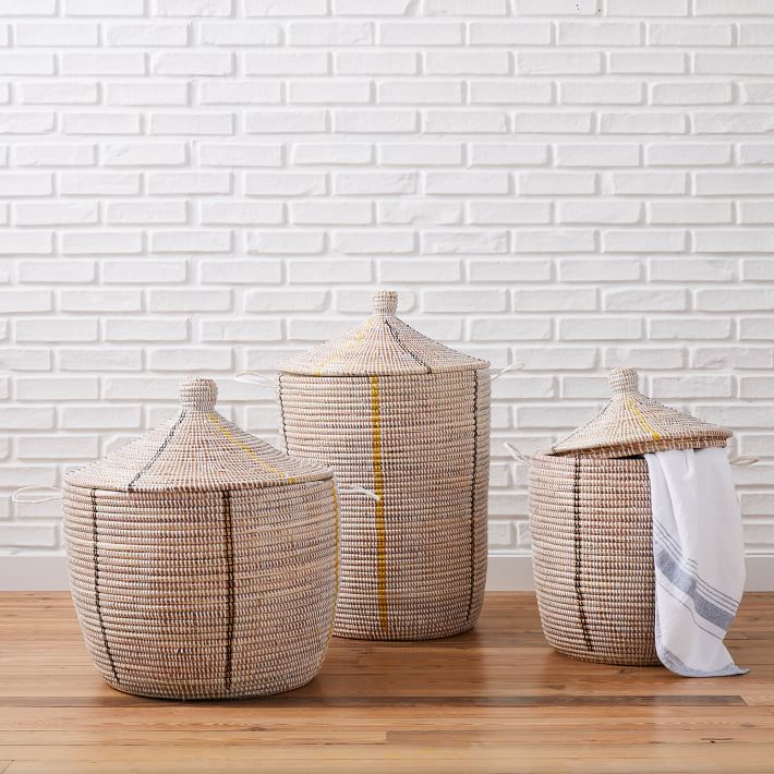 Graphic Millet Lidded Baskets | West Elm