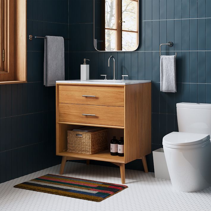 Mid-Century Open Storage Single Bathroom Vanity (24"–49") - Acorn ...