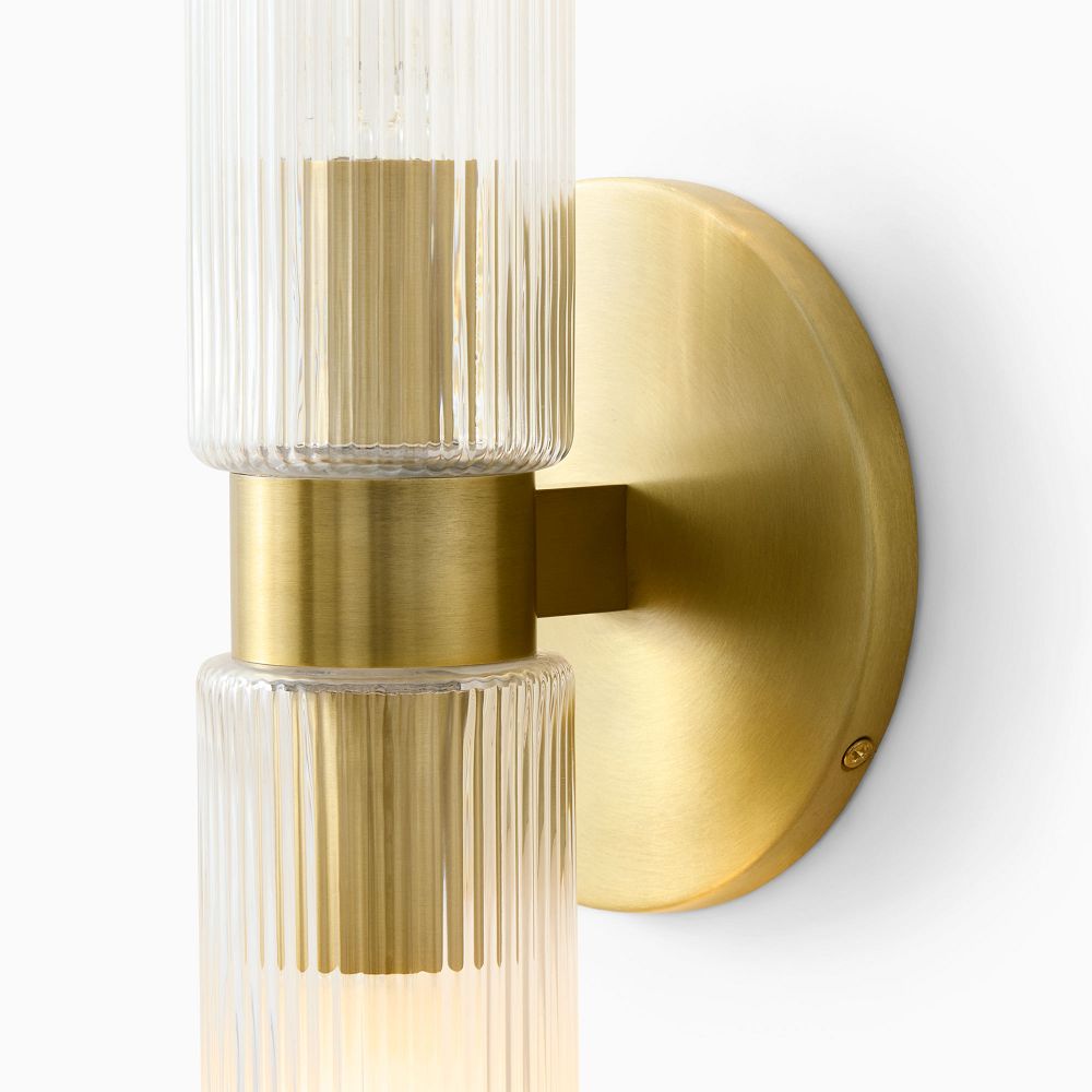 Fluted Double Asymmetrical Indoor/Outdoor Sconce (3") | West Elm