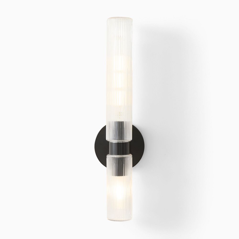 Fluted Double Asymmetrical Indoor/Outdoor Sconce (3") | West Elm