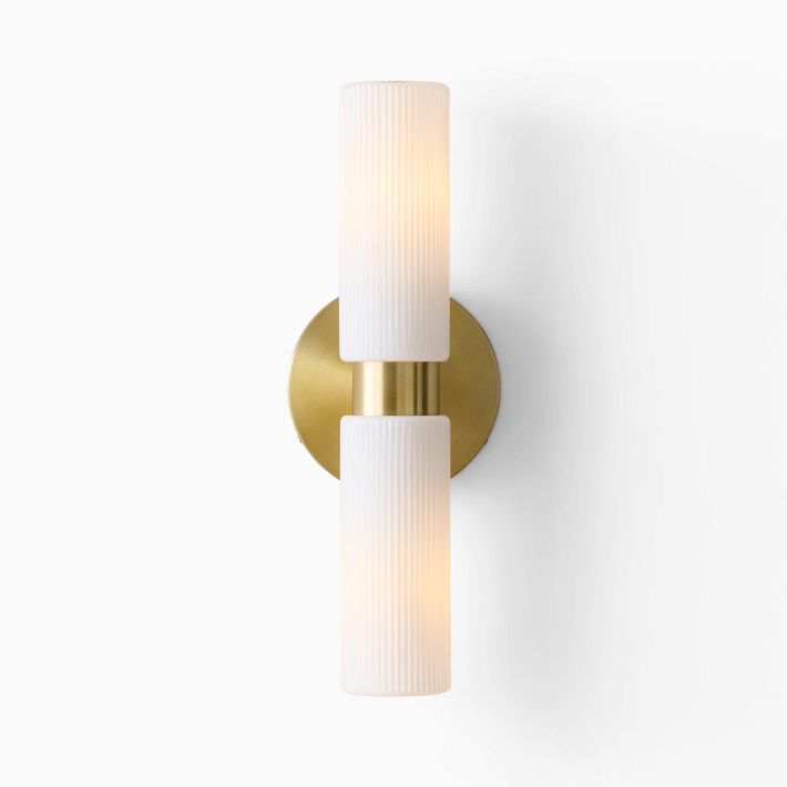 Fluted Double Short Indoor/Outdoor Sconce (3") | West Elm
