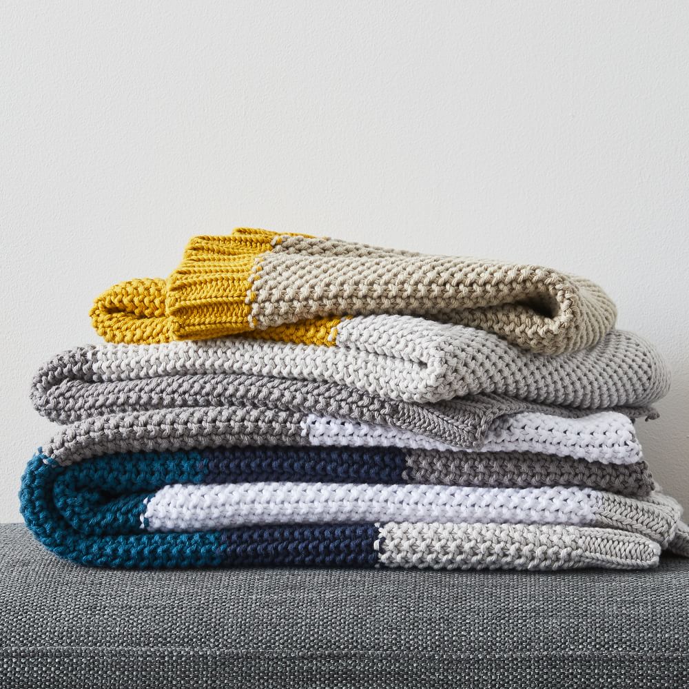 Modern Striped Cotton Knit Throw | West Elm