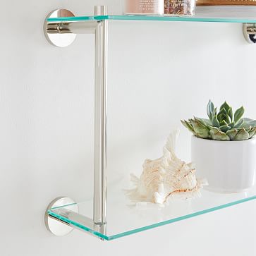 Modern Overhang Double Glass Bathroom Shelf | West Elm