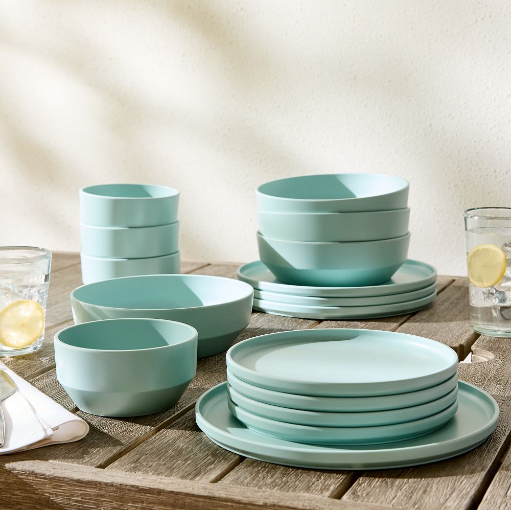 Modern Melamine Outdoor Dinnerware (Set of 16) | West Elm