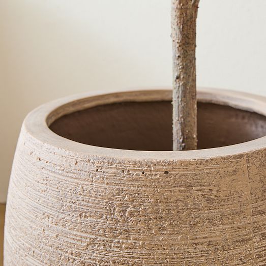 Faux Potted Olive Tree & Curved Round Planter Bundle | West Elm