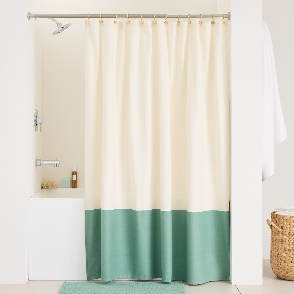 Colourblock Canvas Shower Curtain | West Elm