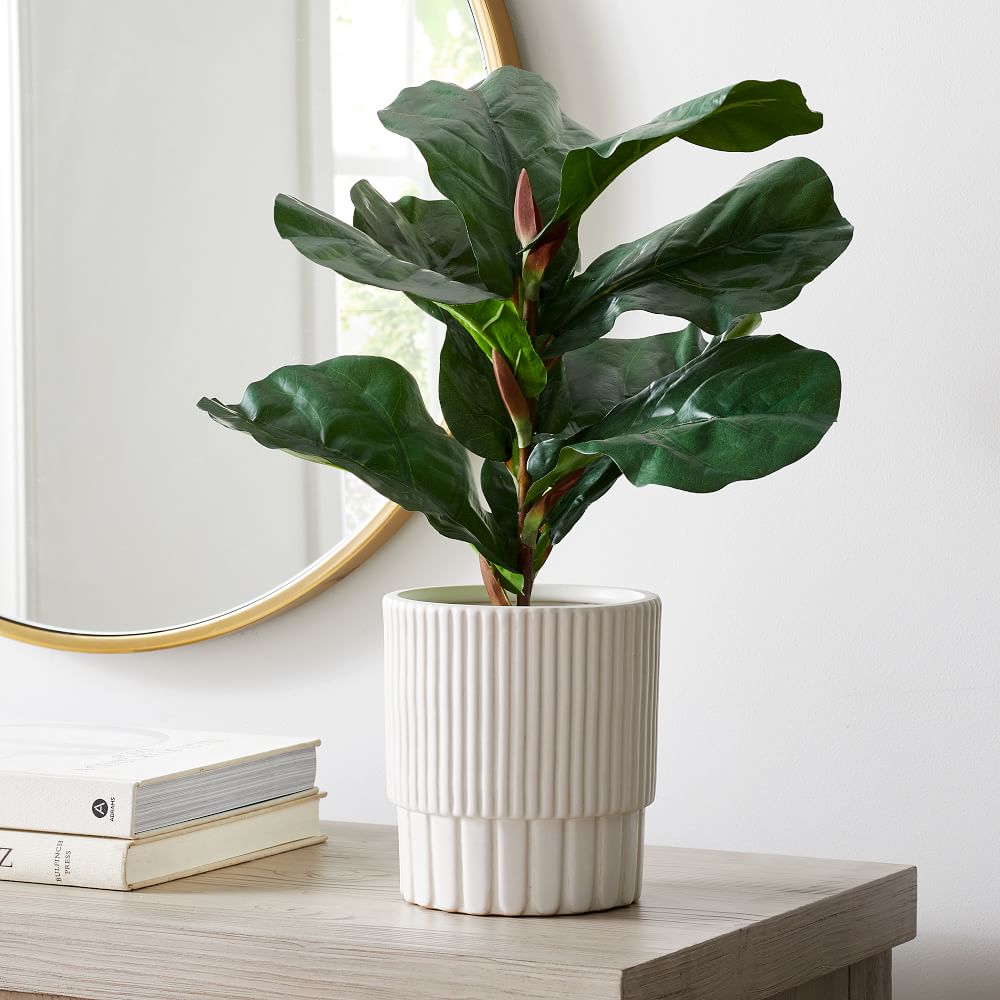 Fluted Ceramic Indoor/Outdoor Planters | West Elm
