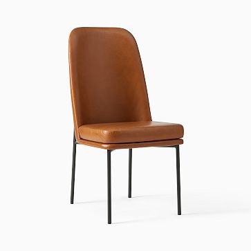 Jack Metal Frame High Back Leather Dining Chair | West Elm