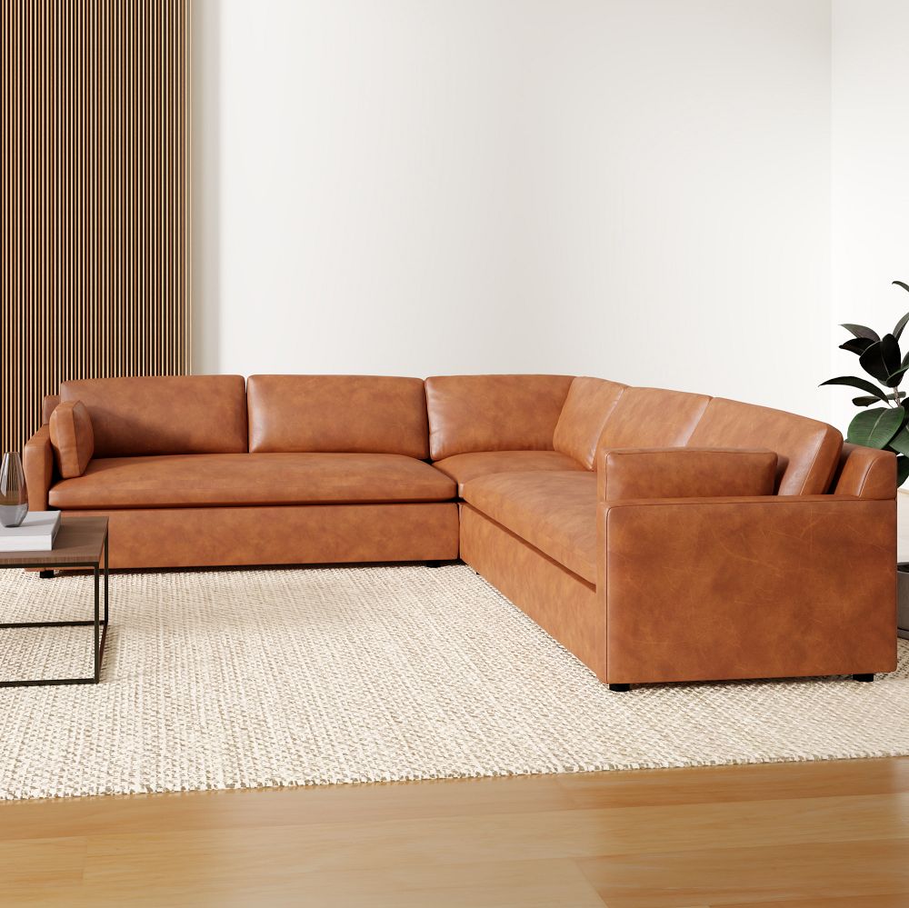 Marin Leather 3-Piece L-Shaped Sectional (114") | West Elm