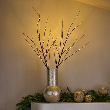 Brown Wrapped Light-Up Branches (Set of 2) | West Elm