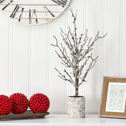 Faux Potted Flocked Twig Tree w/ Planter | West Elm