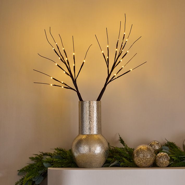 Brown Wrapped Light-Up Branches (Set of 2) | West Elm