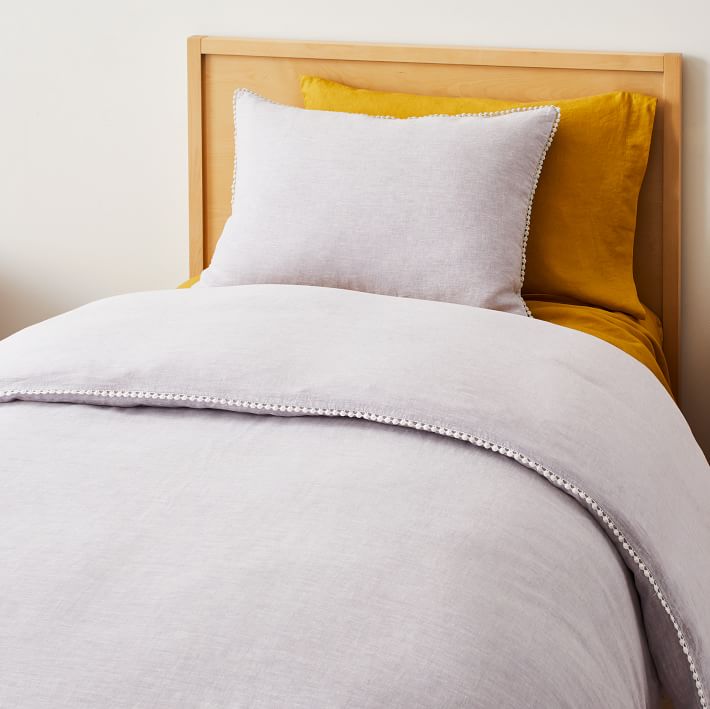 Open Box: European Flax Linen Pom Pom Kids Duvet Cover & Shams | West Elm