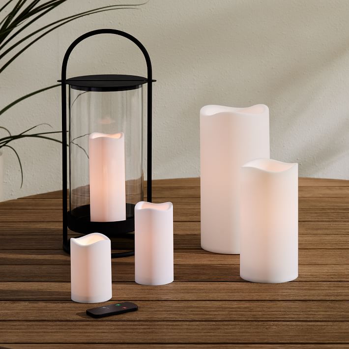 Indoor/Outdoor Wavy Edge Basic Candle - White | West Elm