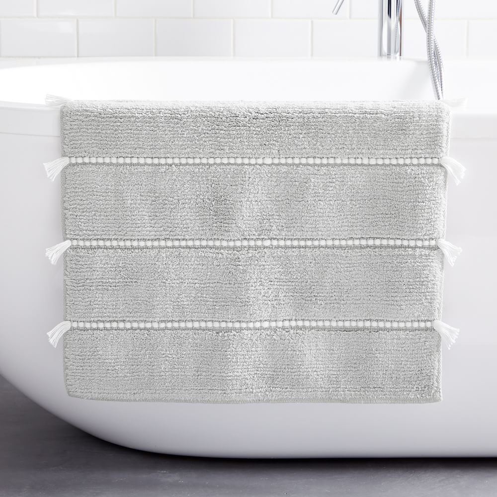 Organic Tassel Stripe Bath Mat | West Elm