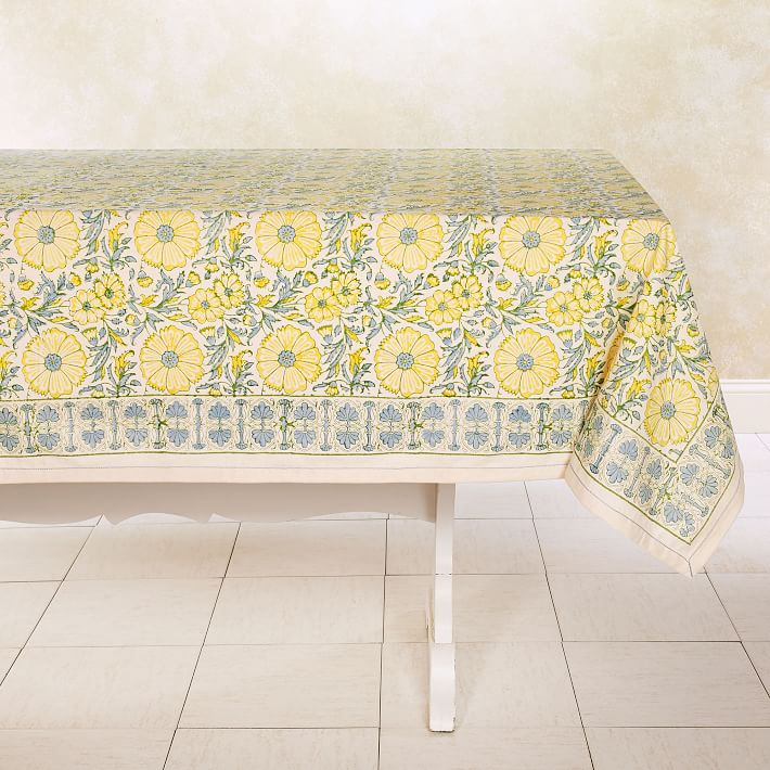 Artisan Block-Print Cotton Tablecloth | West Elm