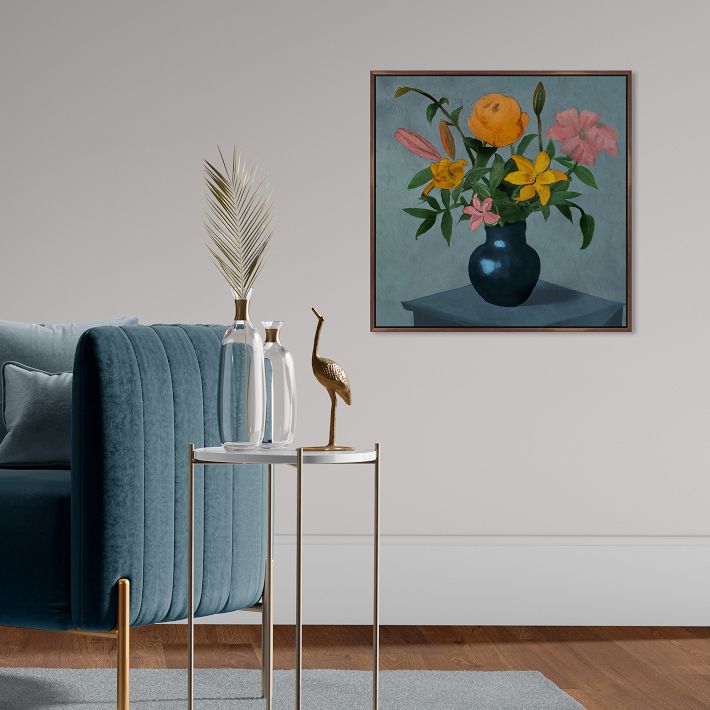 Floral Still Life Vase Framed Canvas Wall Art | West Elm